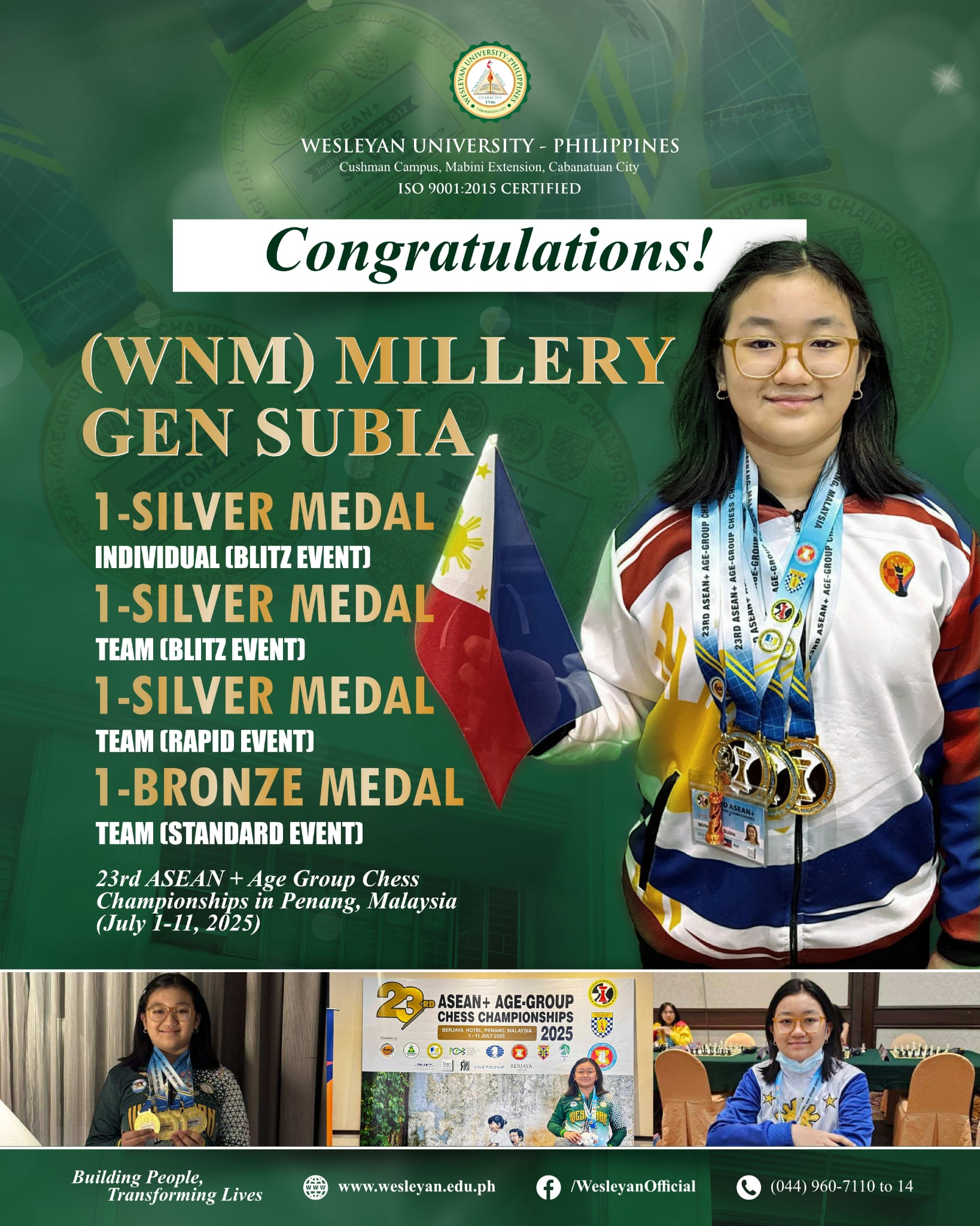 Four-Medal Finish for WUP’s Millery Subia at ASEAN+ Chess Championship ...